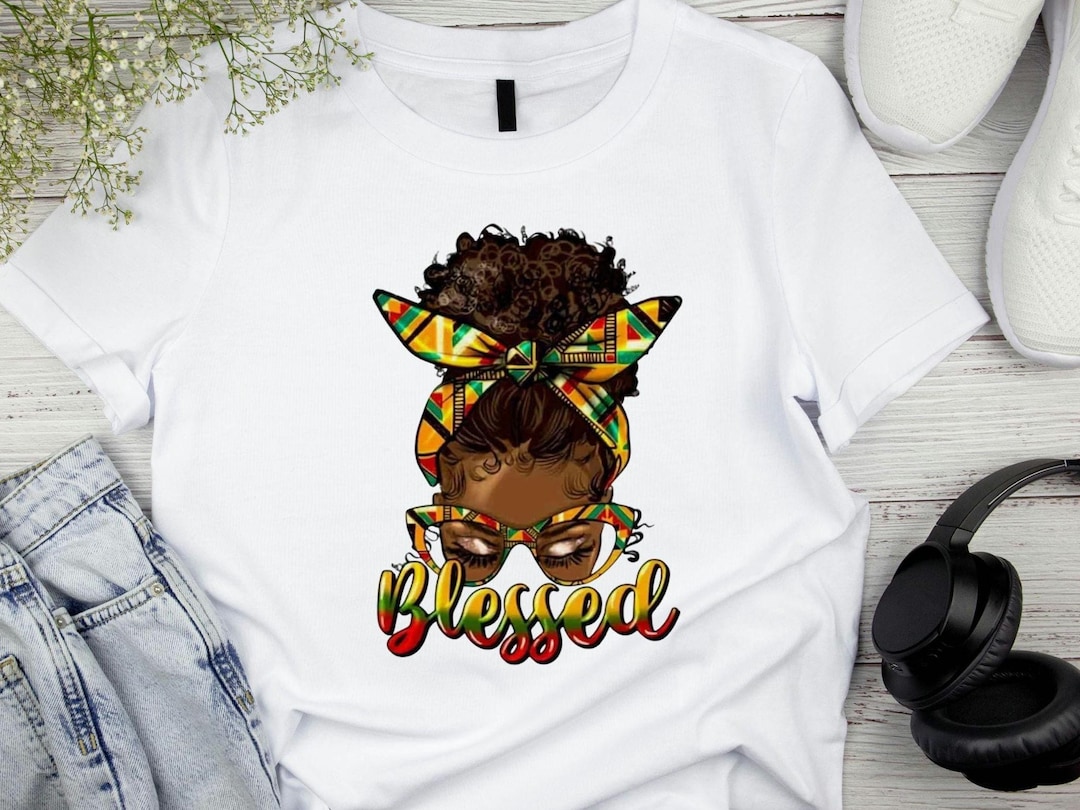 Blessed African American T-shirt/ Afrocentric Kente Print Graphic Tee ...