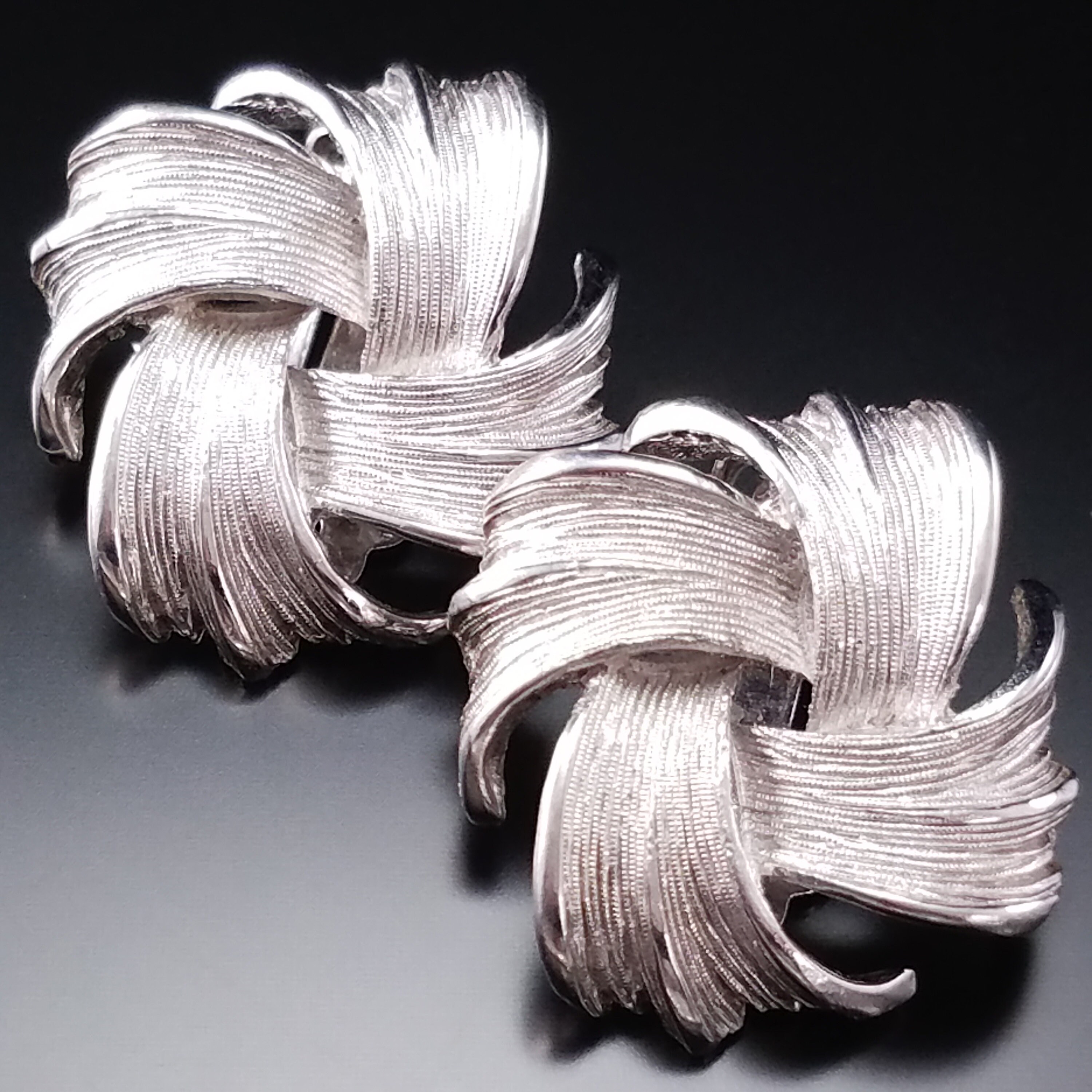 Vintage Kramer Earrings Signed Designer Silver Ribbon Knot - Etsy UK