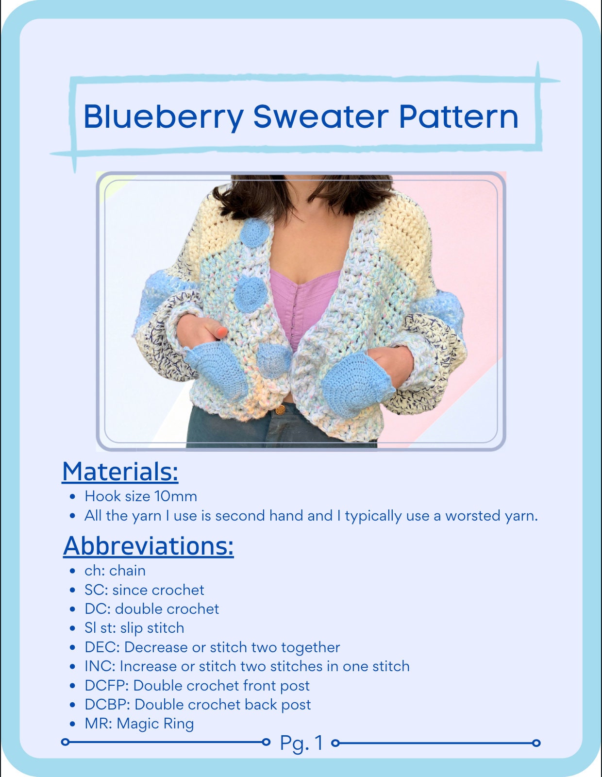 Blueberry Handmade Crochet Button up Sweater Pattern - Etsy