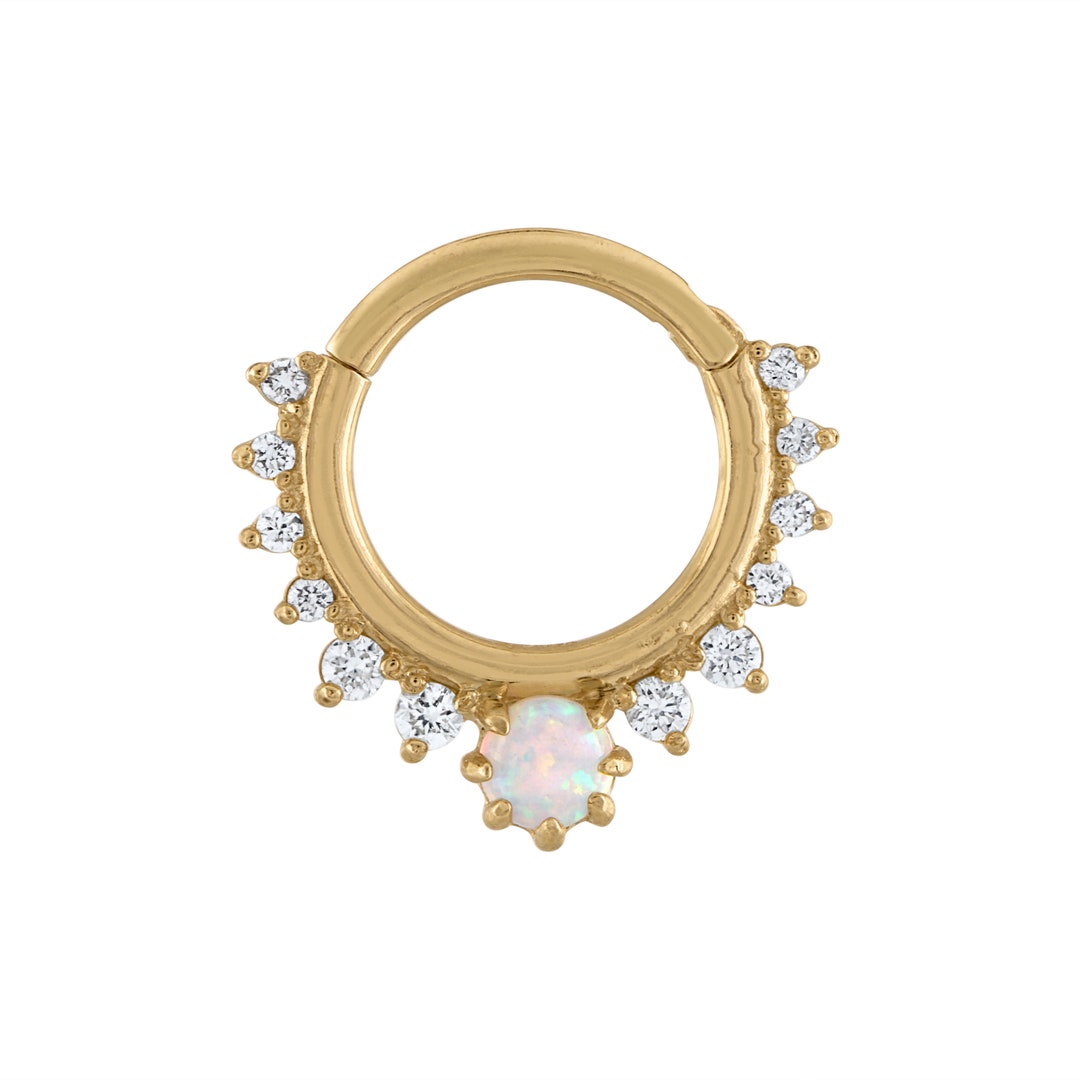 14kt Solid Gold | Genuine Diamond Septum Ring | Body Jewelry | Daith ...