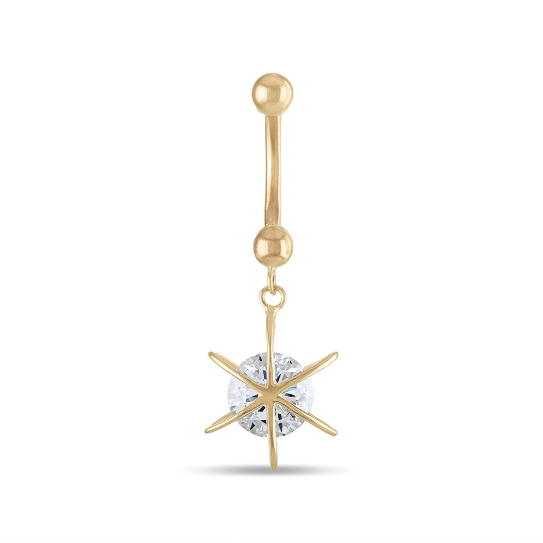 10kt Solid Gold | CZ Design I Solid Gold | Belly Ring | Belly Button ...