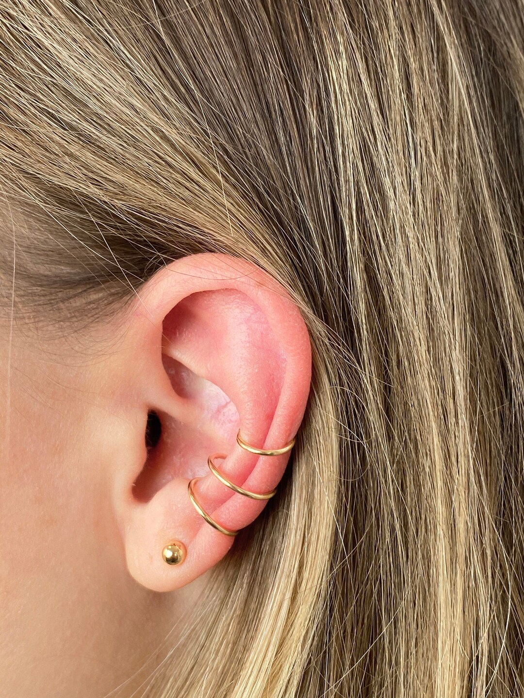 14kt Ear Cuff Solid Gold Gold Ear Cuff Minimalist Ear Cuff Gold Ear ...