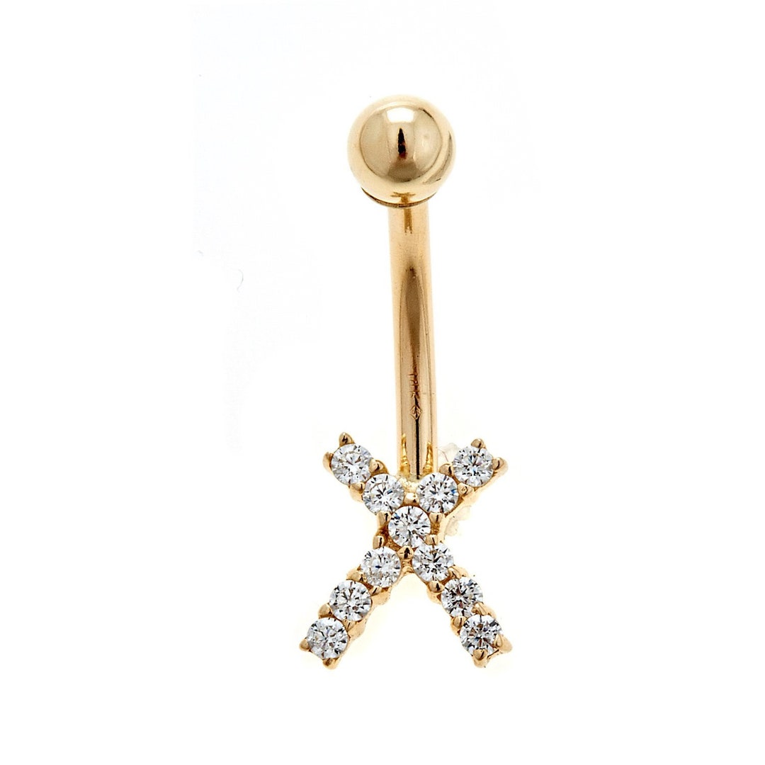 14kt Solid Gold | X Belly Ring | Solid Gold | Belly Ring | Belly Button ...