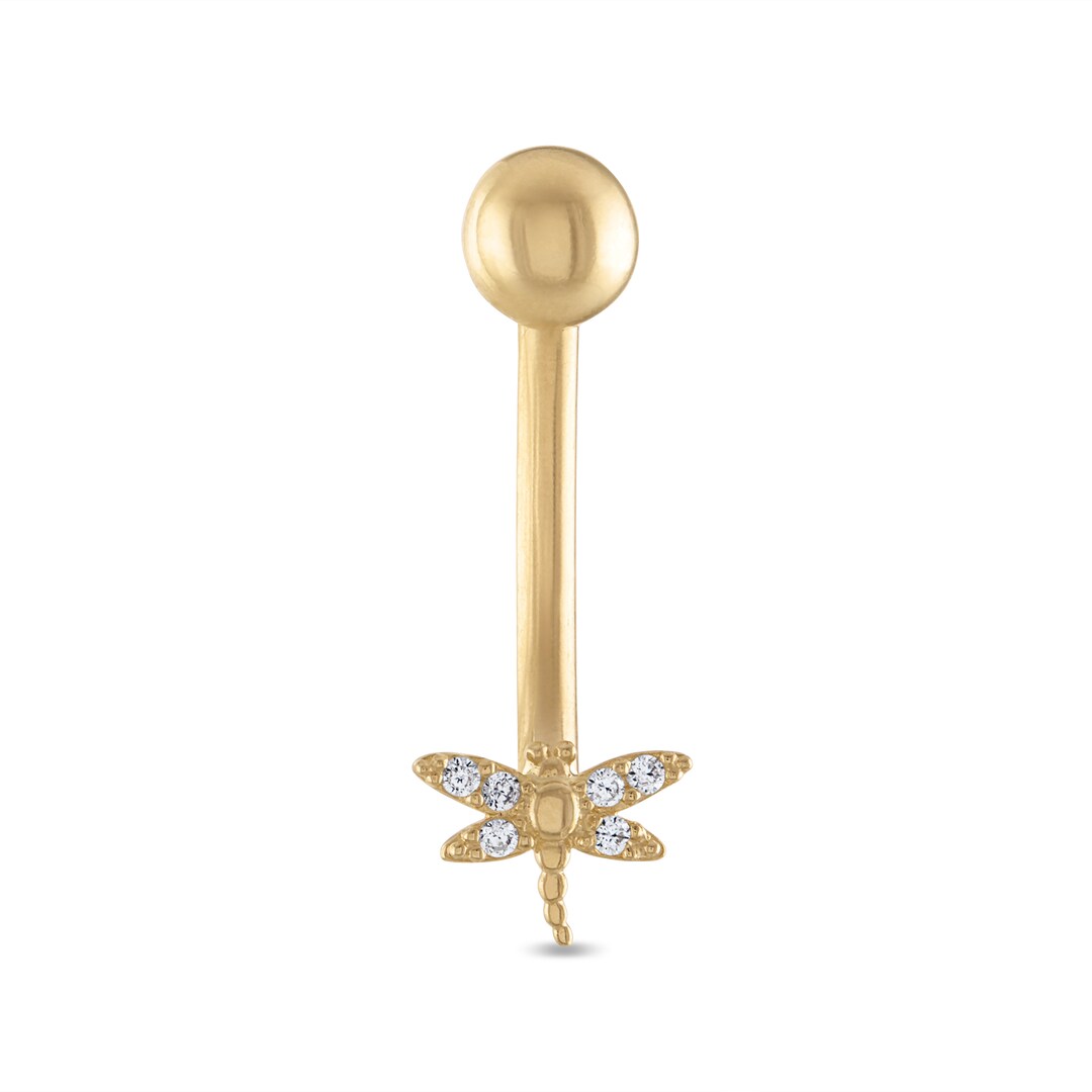 10kt Solid Gold | Dragonfly Belly Ring | Solid Gold | Belly Ring ...