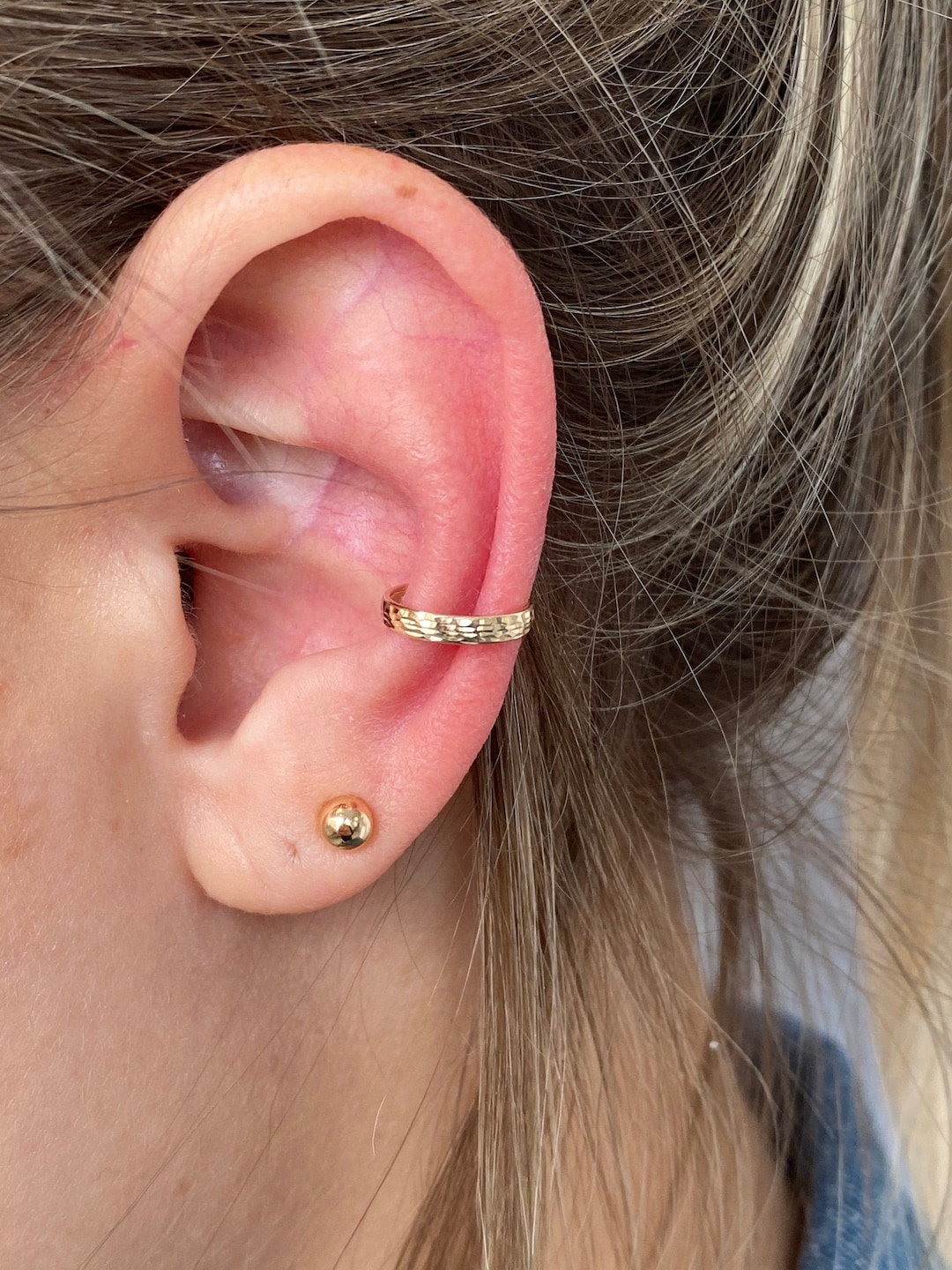 10kt Solid Gold Ear Cuff Solid Gold Gold Ear Cuff Minimalist Ear Cuff ...