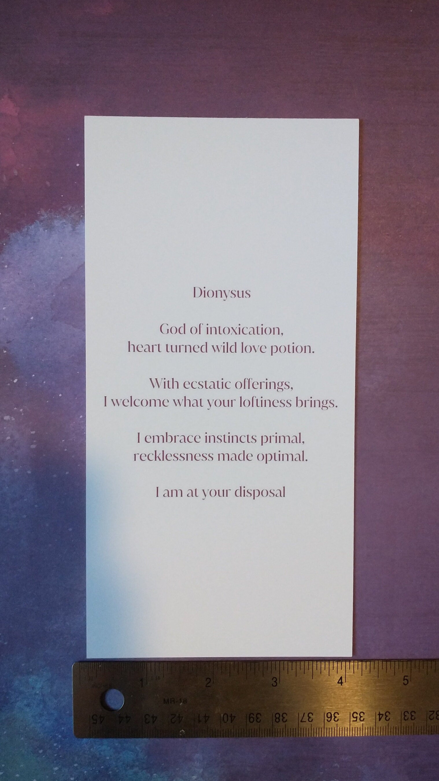 Dionysus Pagan Prayer Card Original Artwork, Cardstock Print ...