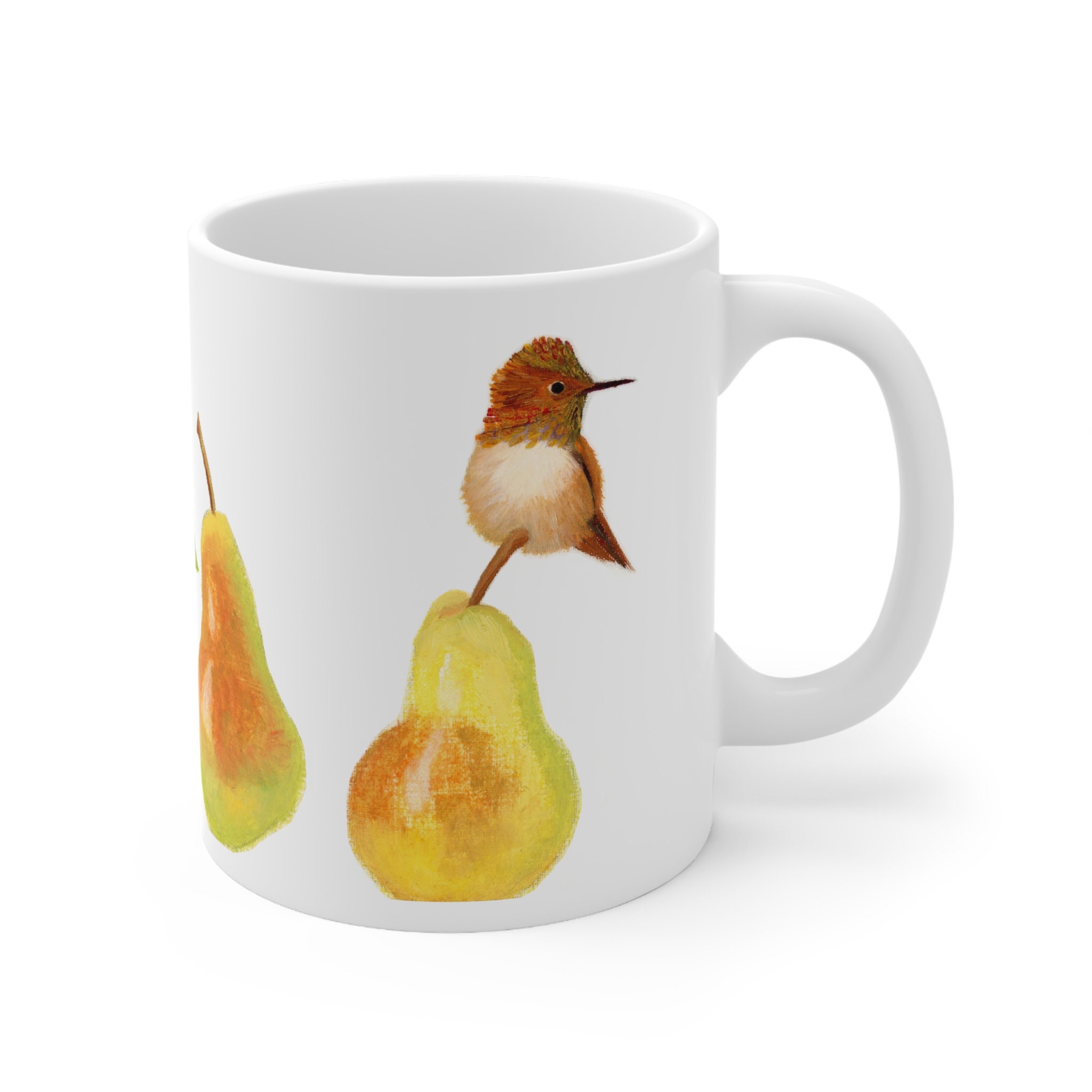 Humming Bird on Pears Mug, Cute Mug, Bird Mug, Cute Saying Mug, Gift ...