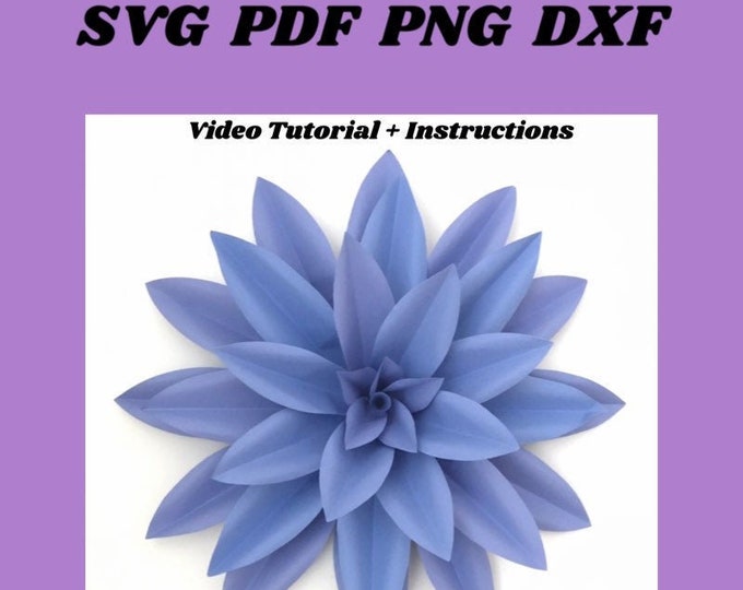 Giant Paper Flower Template SVG Printable PDF DXF Png for 3D Paper ...