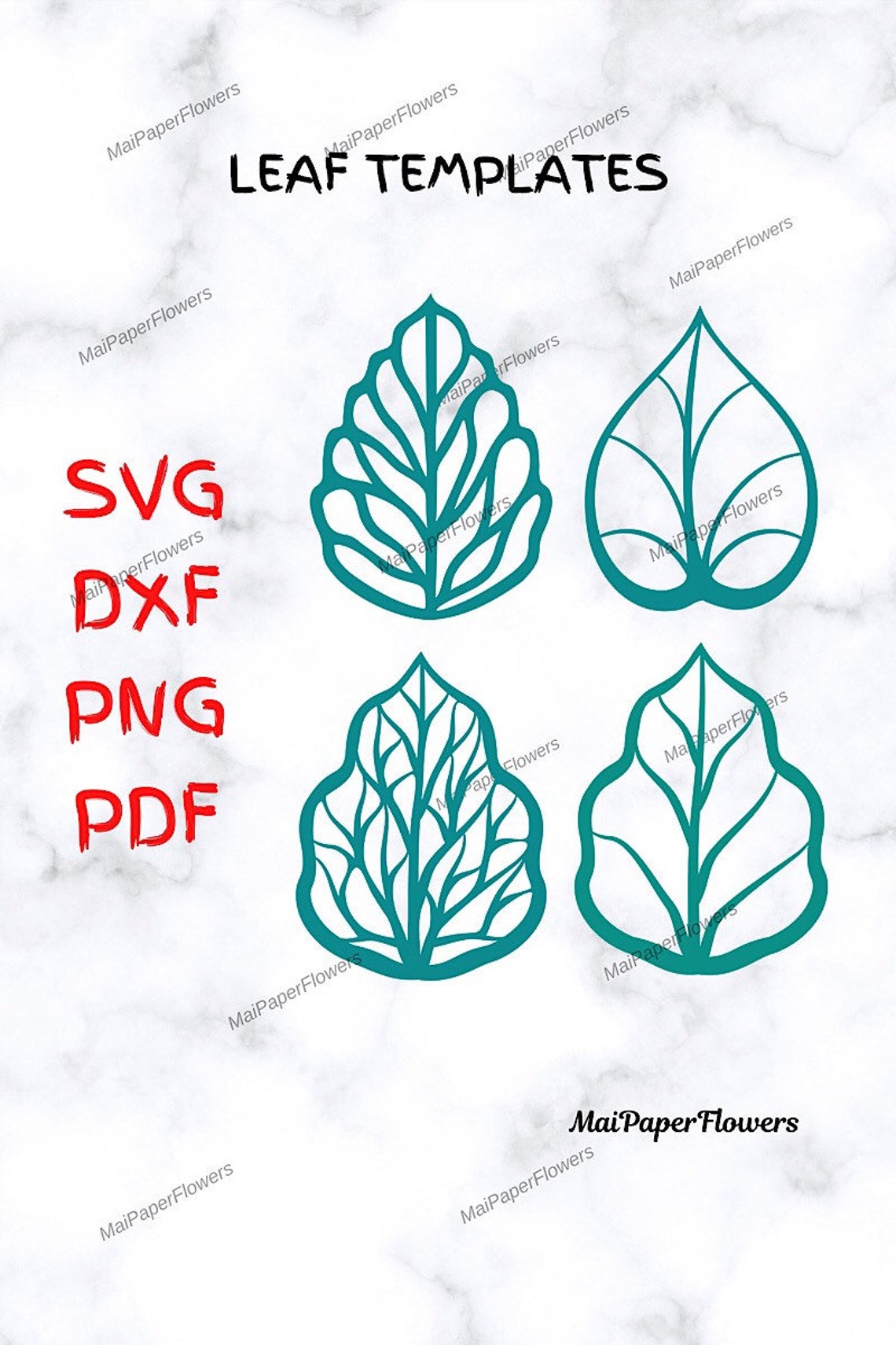 Paper Flower Leaf Template SVG PDF DXF Png Paper Flower Leaves | Etsy