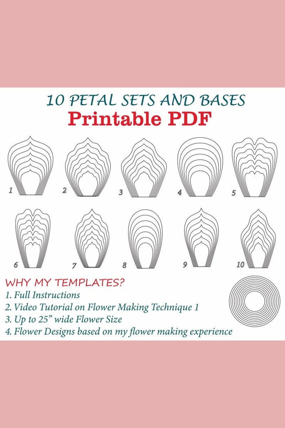 Large Paper Flower Template Printable PDF Set Large Paper Flowers PDF ...