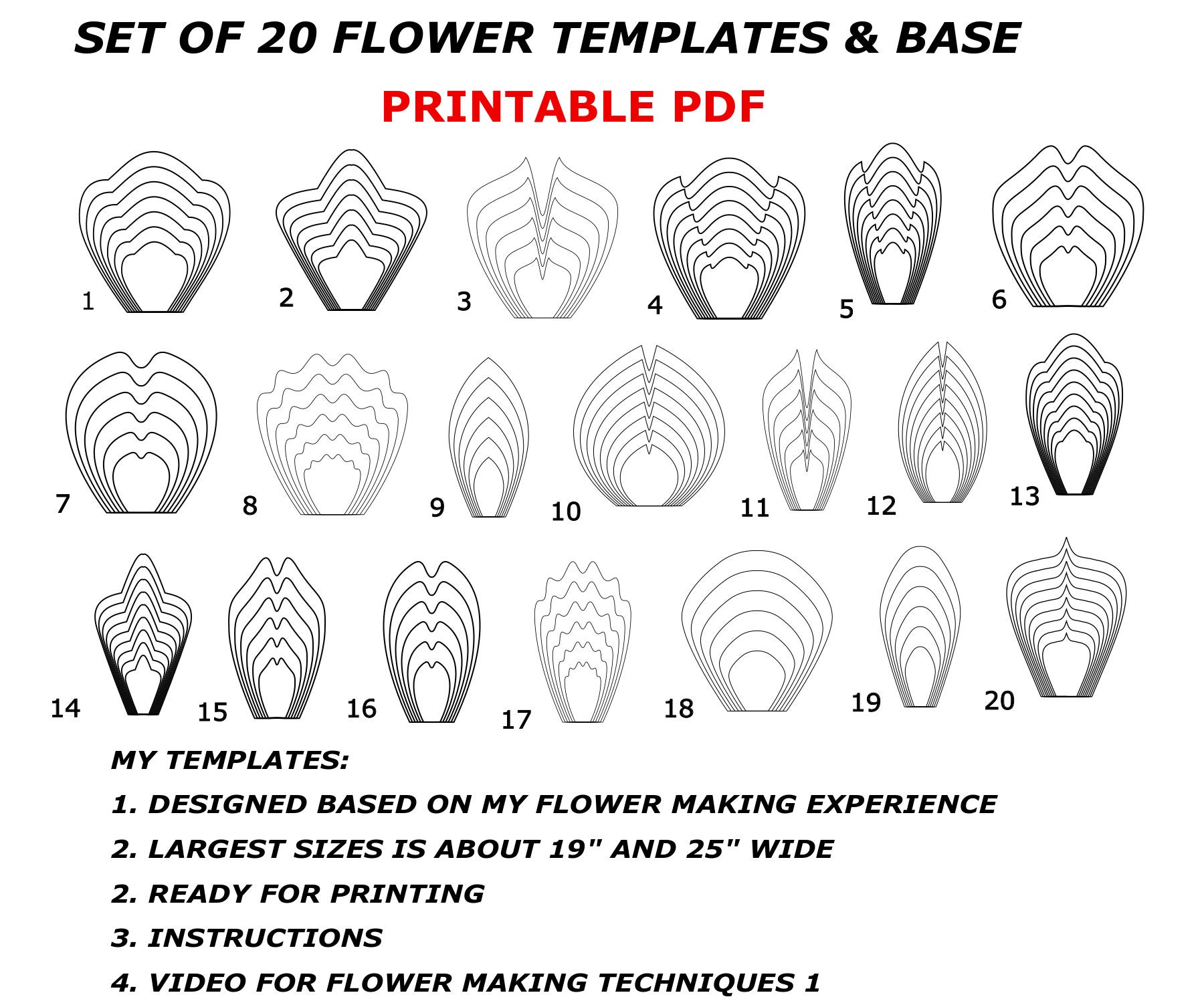 Paper Flowers Origami Svg Paper Flower Templates 21 PDF PRINTABLE Paper 