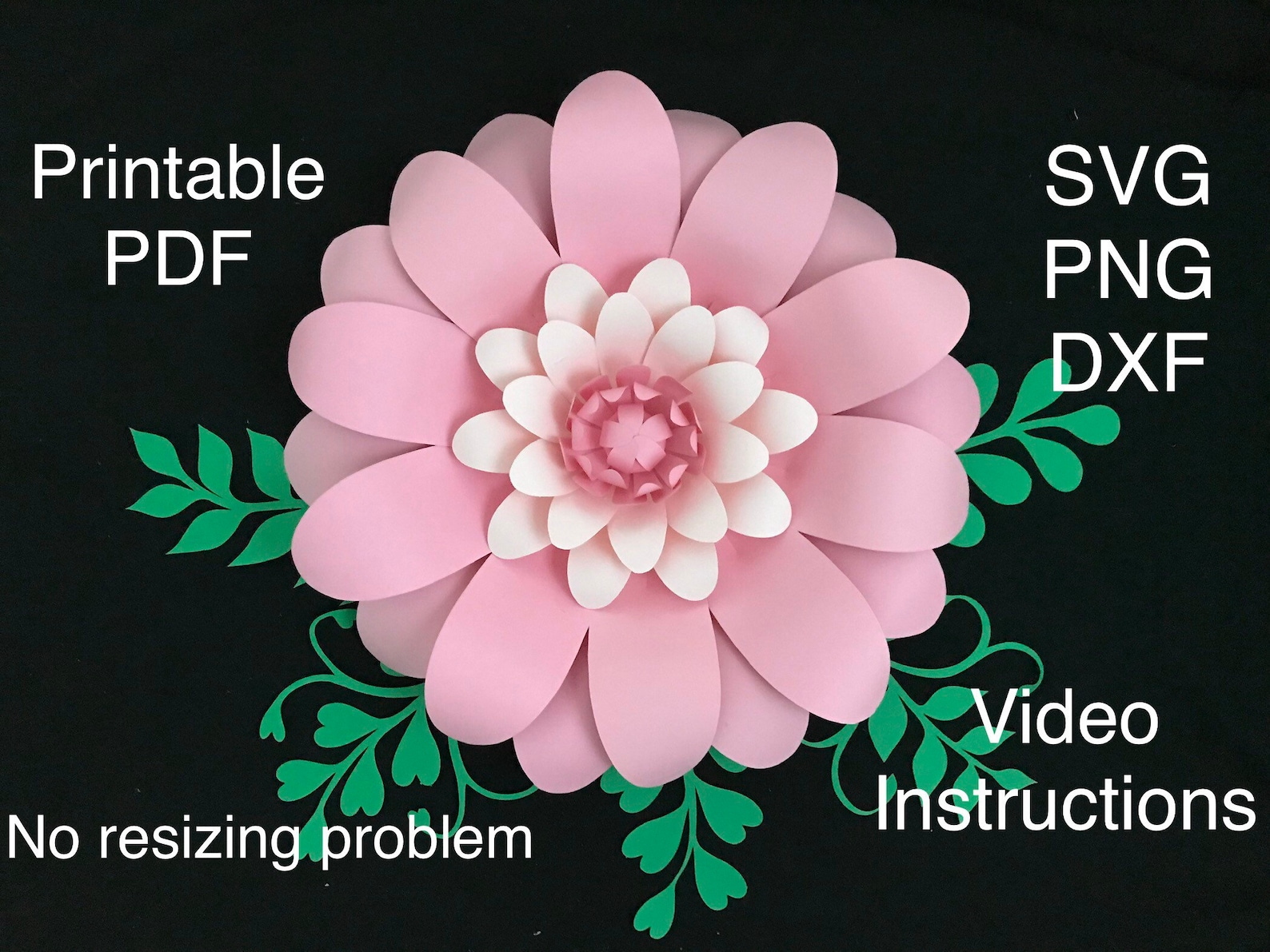 Daisy Paper Flower Template SVG PDF DXF Png Giant Paper | Etsy