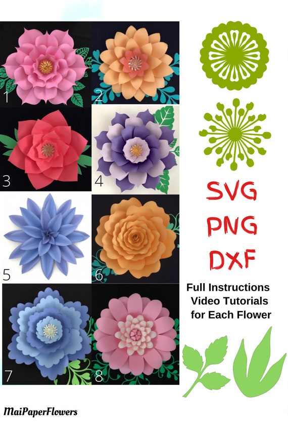 Large Paper Flower Template SVG DXF PNG Combo Giant Paper | Etsy