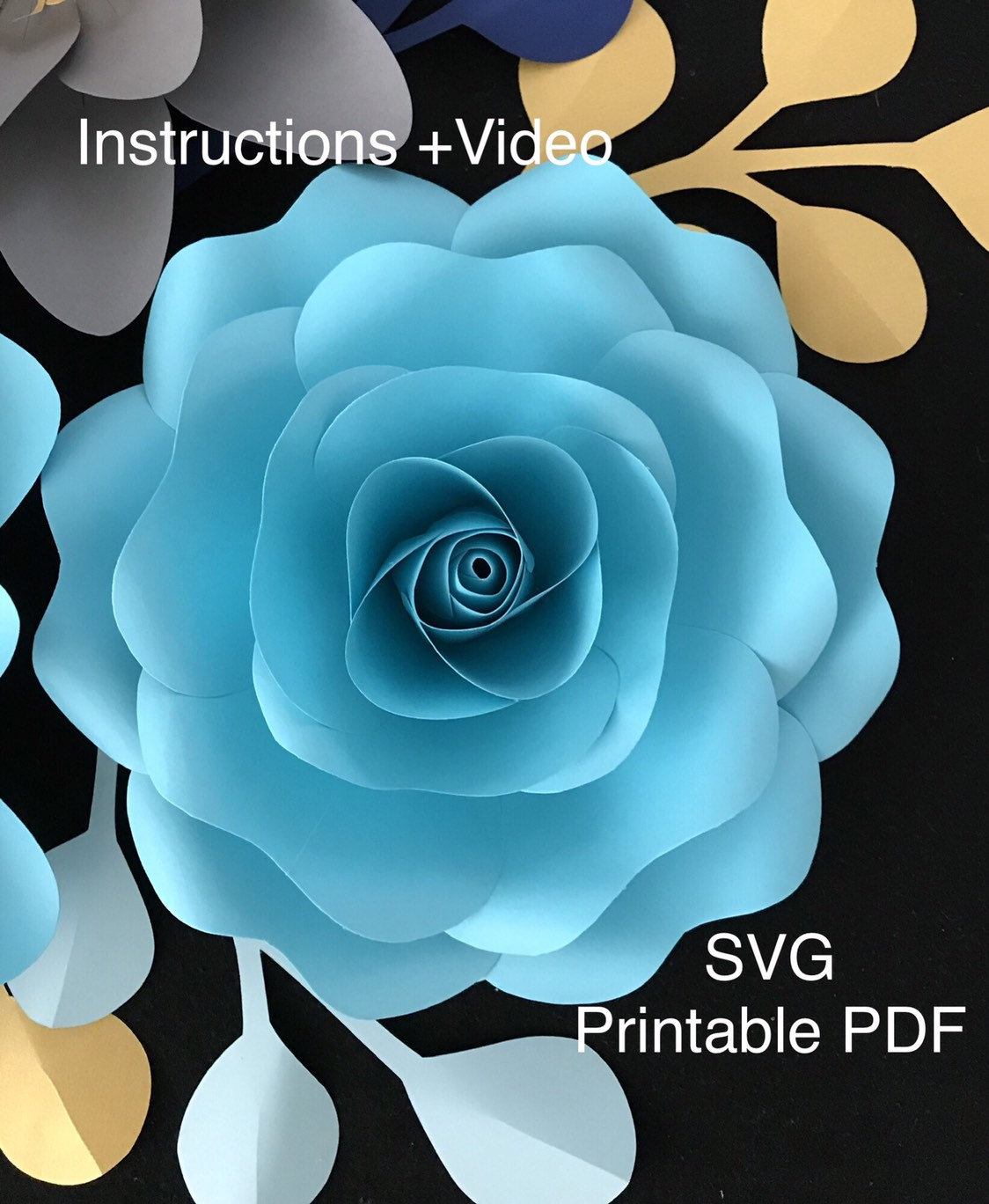 Large Paper Rose Template Printable PDF Set 3d Rose Template | Etsy