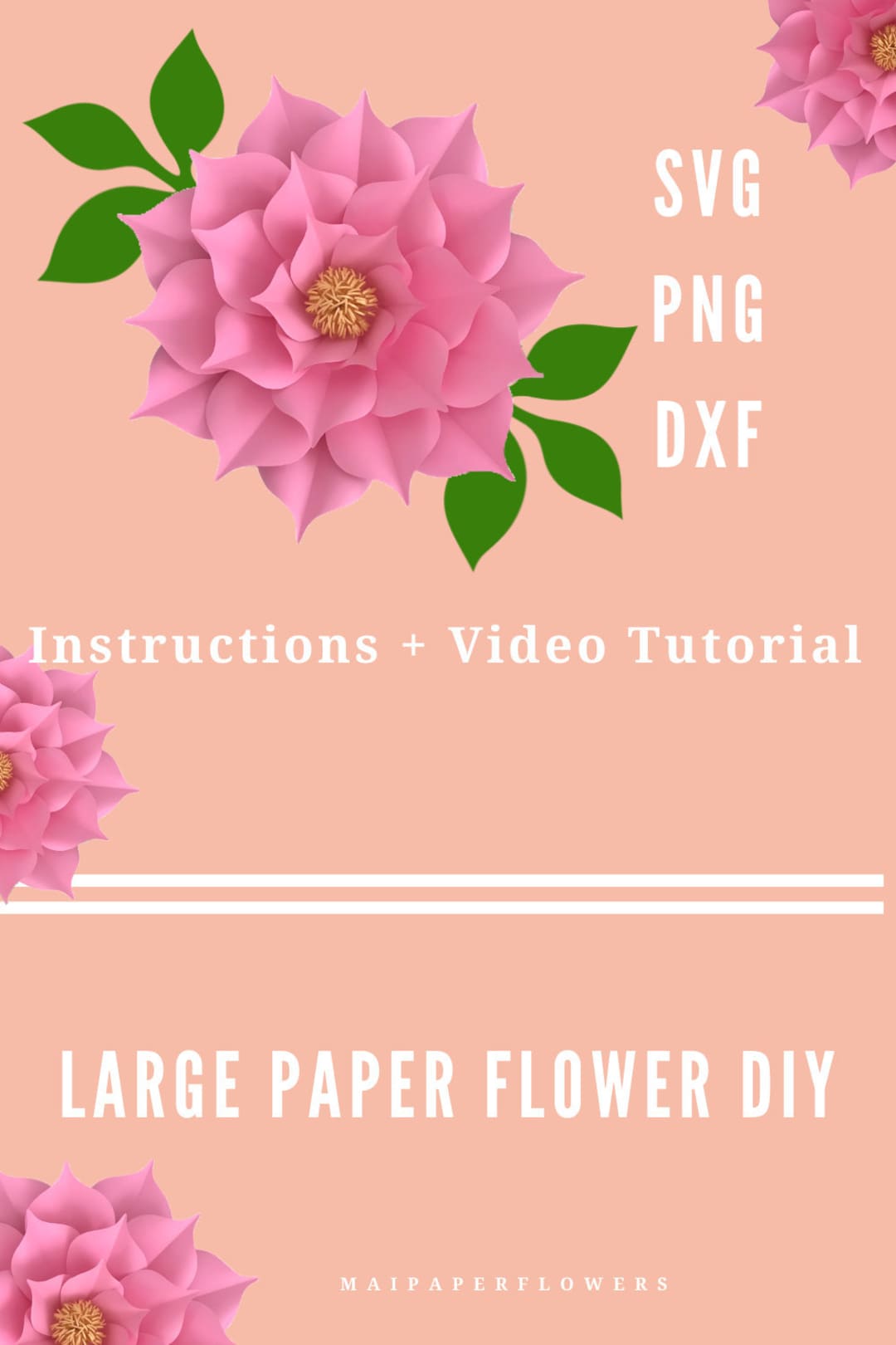 Giant Paper Flower Template SVG PNG DXF Large Paper Flowers Svg Big ...