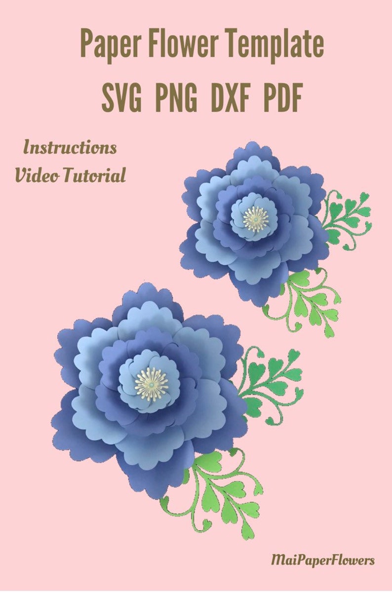 SVG DXF PNG Pdf Paper Flower Template Large Paper Flowers Svg - Etsy