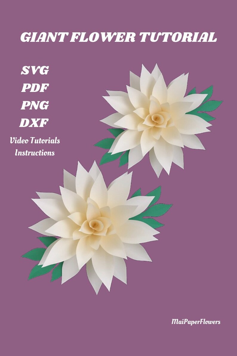Large Paper Flower Template SVG PDF PNG DXf Paper Flower | Etsy