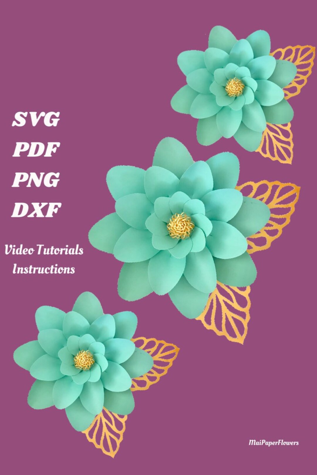 Giant Paper Flowers Template SVG DXF PNG Pdf Paper Flower Cut File Svg ...