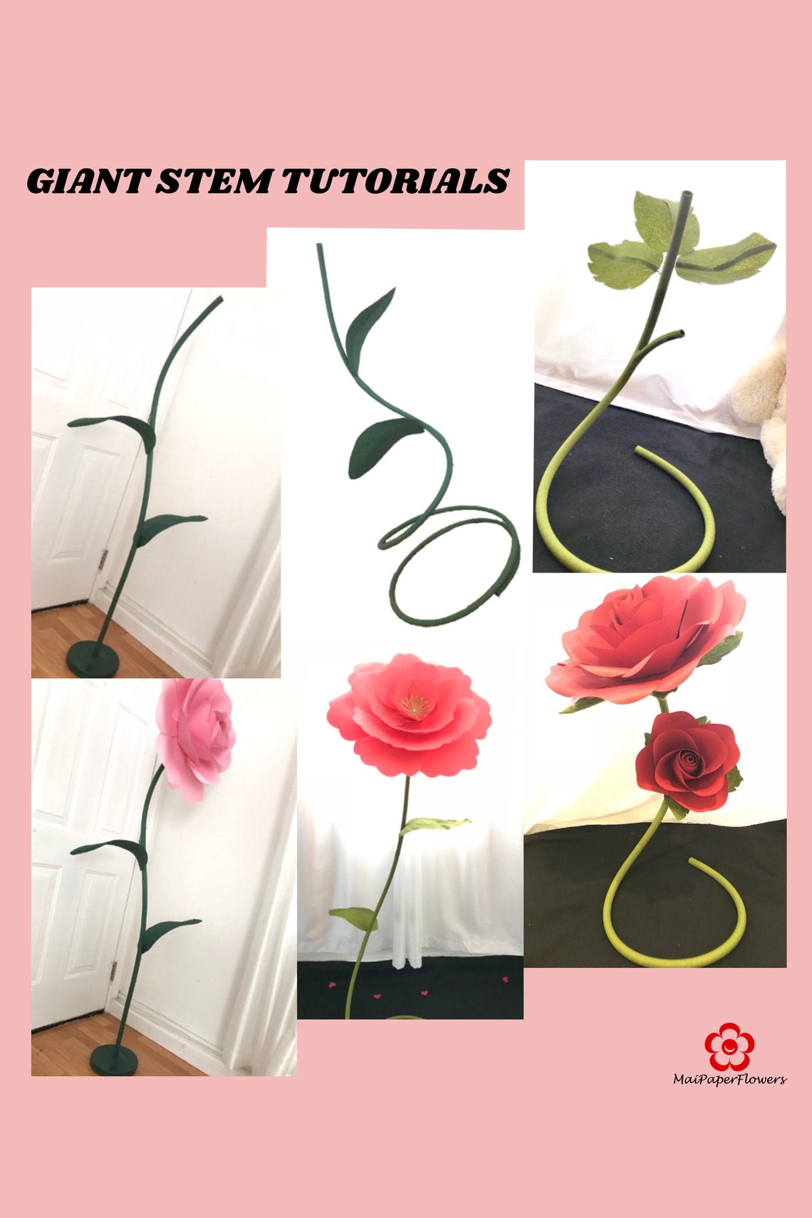 Large Flower Stem Tutorials for Giant Paper Flowers Giant Paper Flower ...