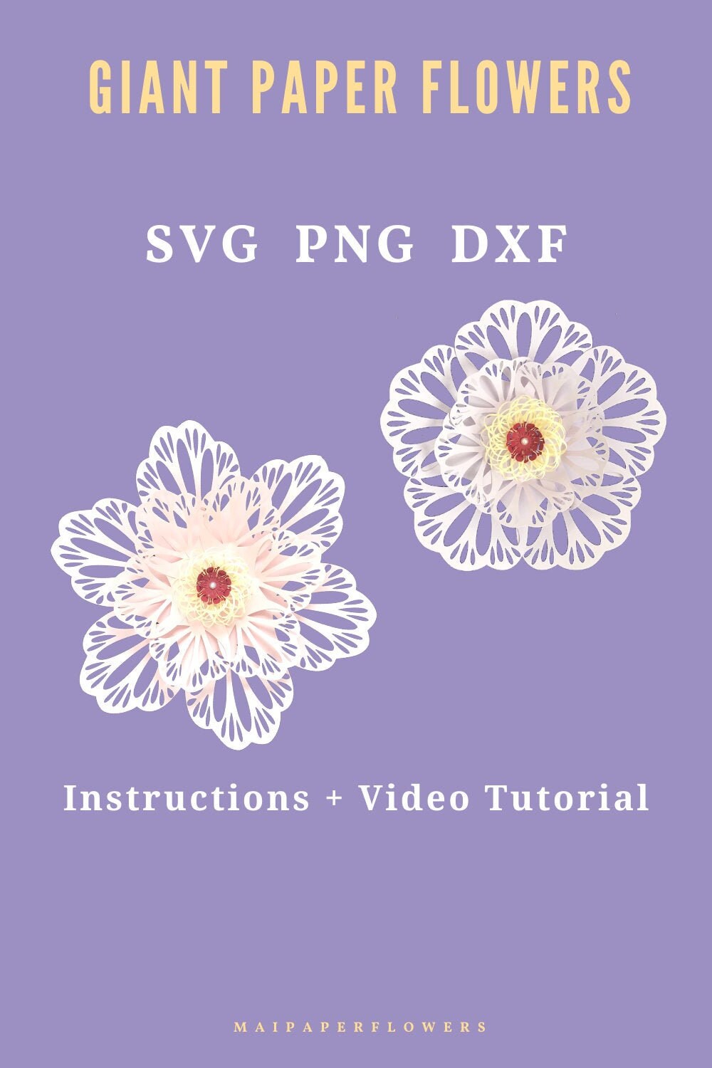 Large Paper Flower Template SVG PNG DXF Set Giant Paper | Etsy