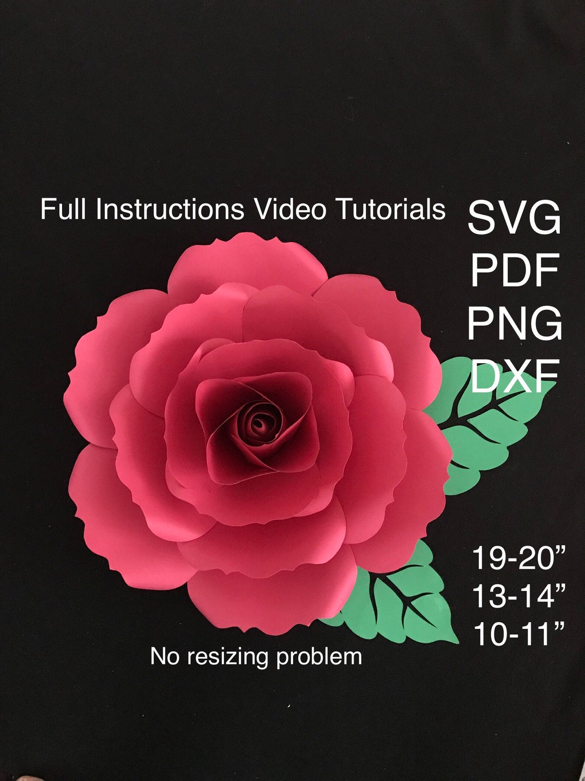 Large Paper Rose Template SVG PDF DXF Png Giant Paper Rose Svg - Etsy