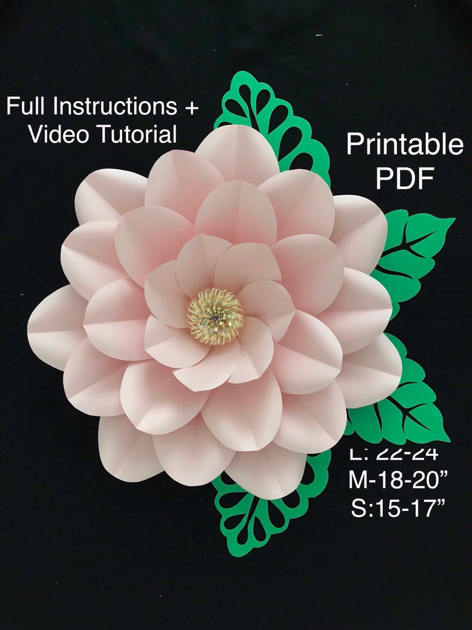 Large Paper Flower Template Printable PDF Paper Flower Wall | Etsy