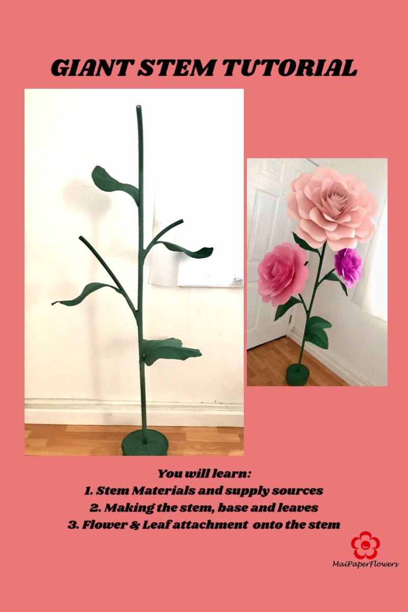 Big Paper Flower Stem Tutorial Giant Paper Flowers Stem Large | Etsy