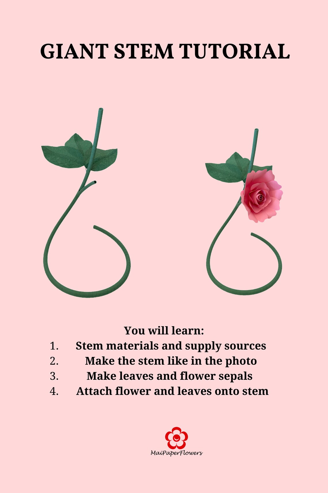 Free Standing Flower Stem Tutorial Giant Flower Stem - Etsy