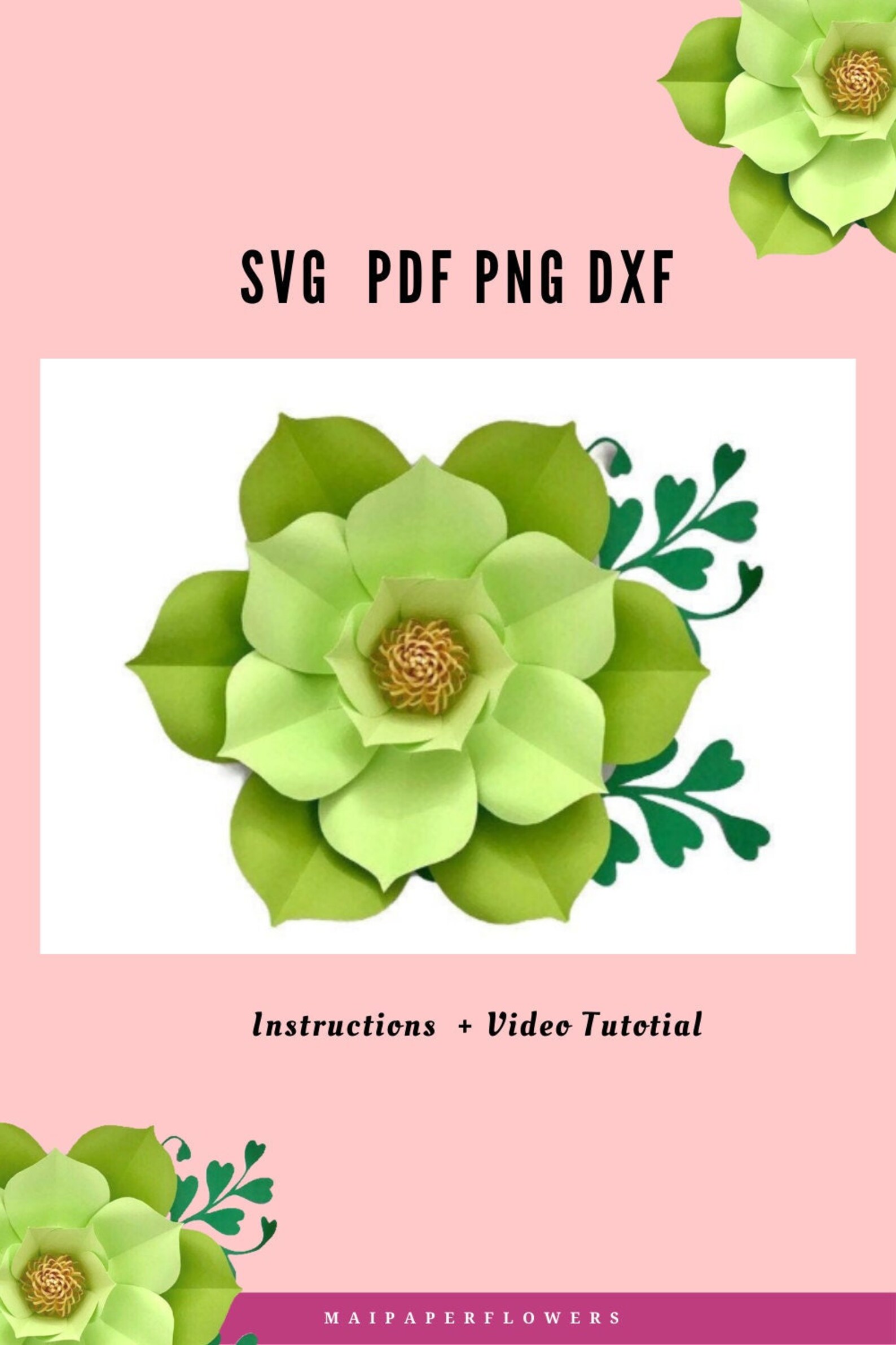Large Paper Flower SVG PDF PNG, Giant Paper Flower Template Svg ...