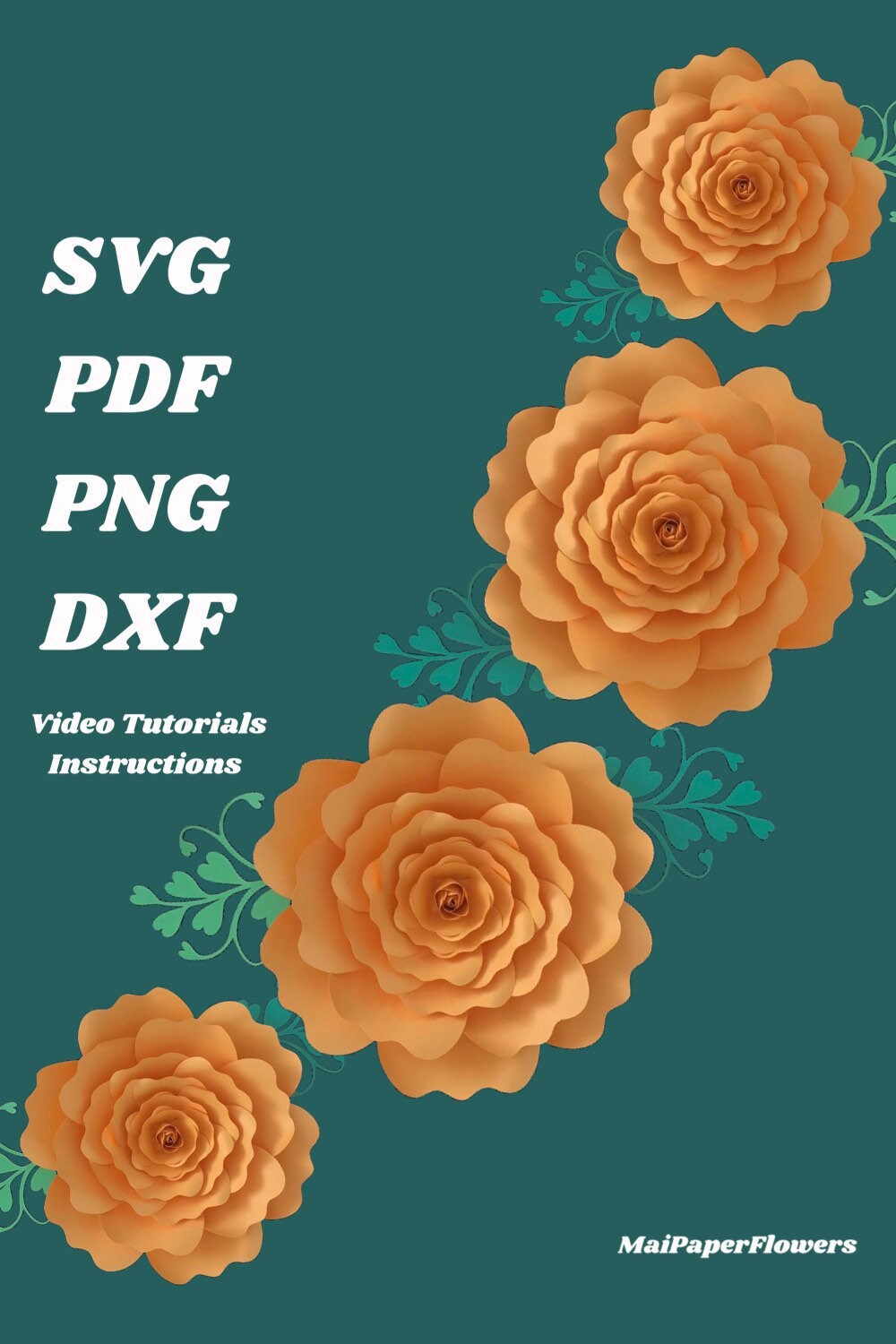 Paper Rose Template SVG PDF DXF PNg Large Paper Flower | Etsy