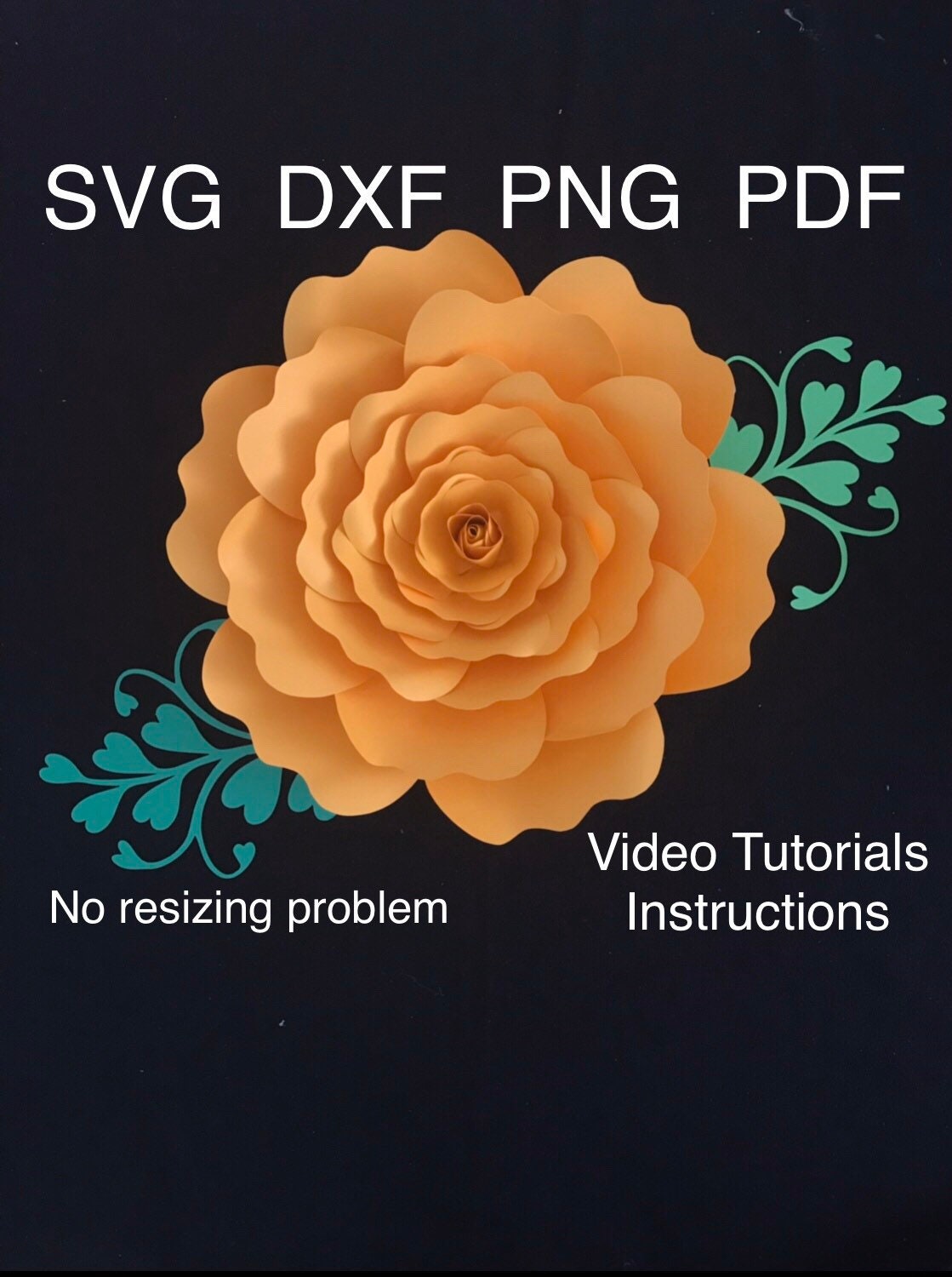 Paper Rose Template SVG PDF DXF PNg Large Paper Flower | Etsy