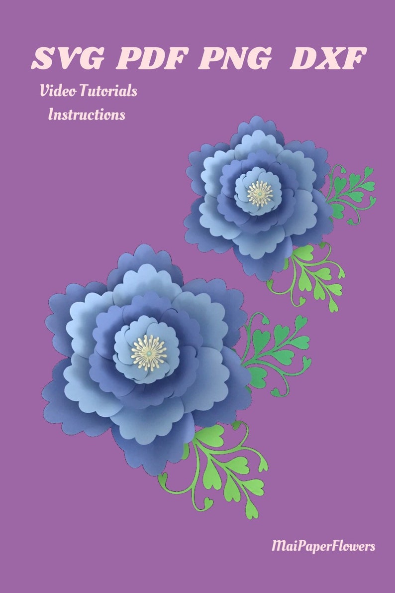 SVG DXF PNG Pdf Paper Flower Template Large Paper Flowers Svg - Etsy