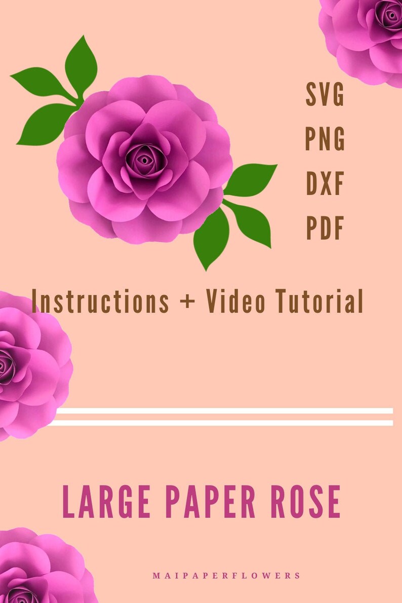 Giant Paper Rose Template SVG PDF PNG Dxf Large Paper Rose Svg - Etsy
