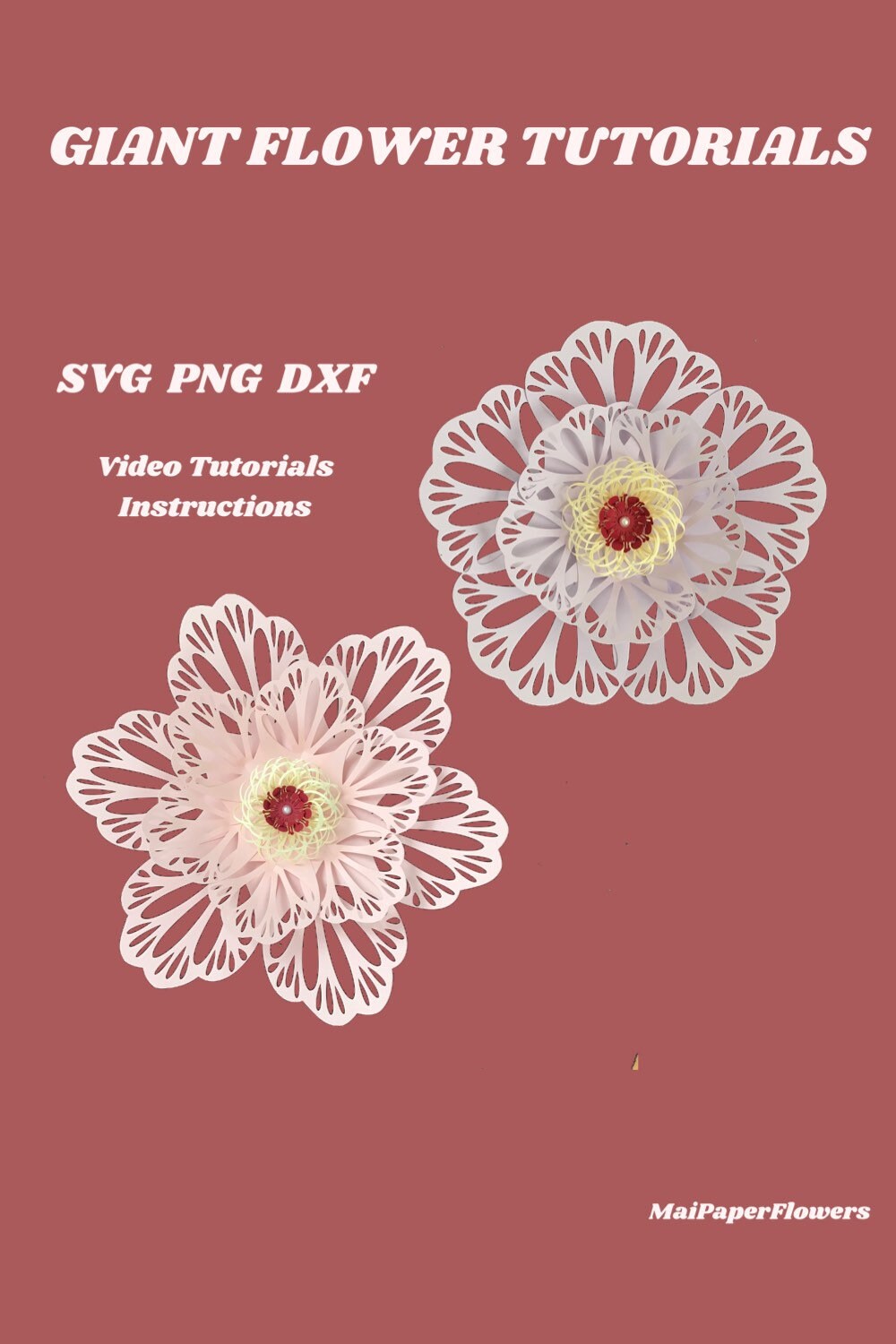 Large Paper Flower Template SVG PNG DXF Set Giant Paper | Etsy