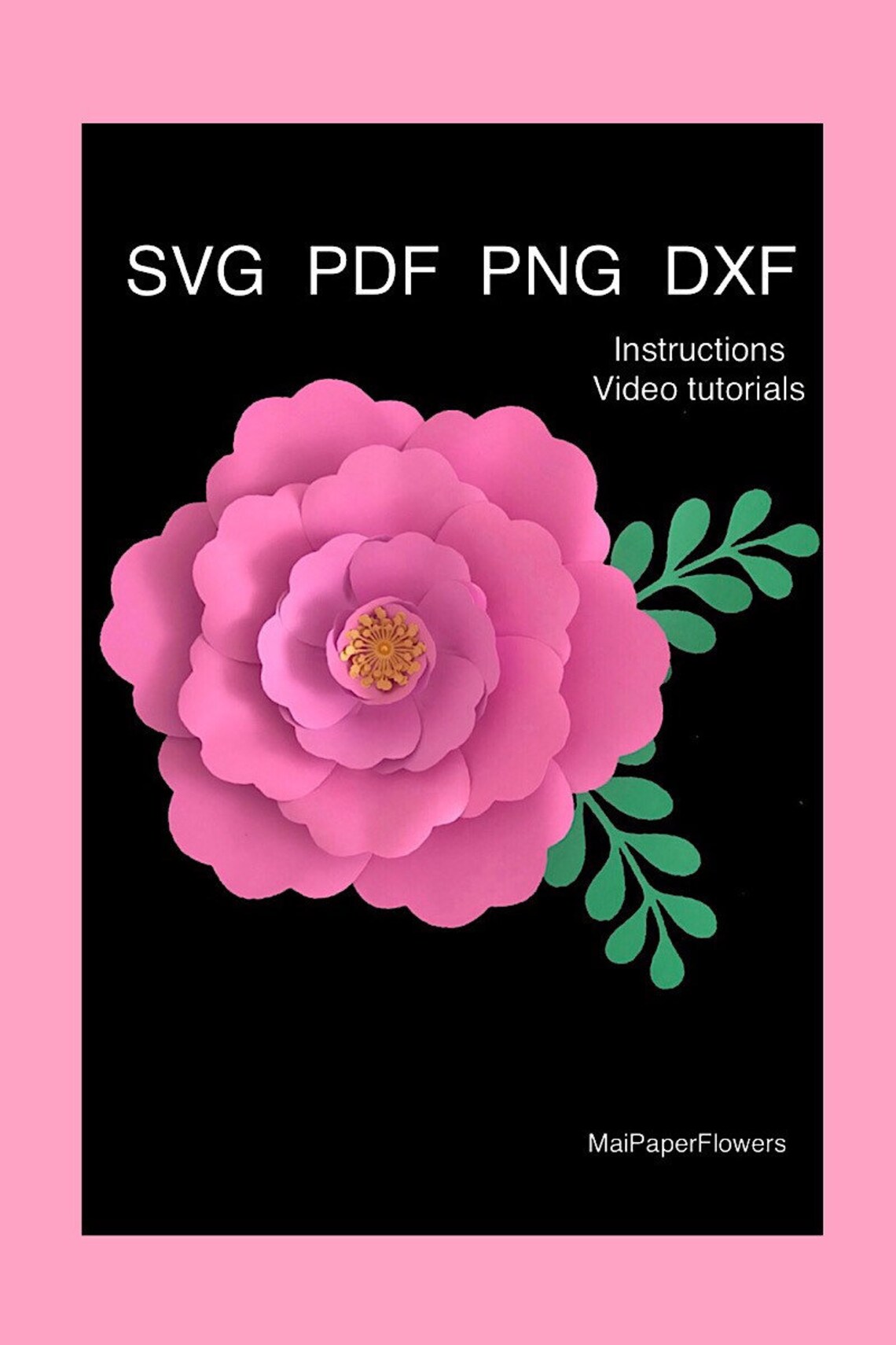 SVG DXF PDF Png Paper Flower Template Giant Paper Flower | Etsy