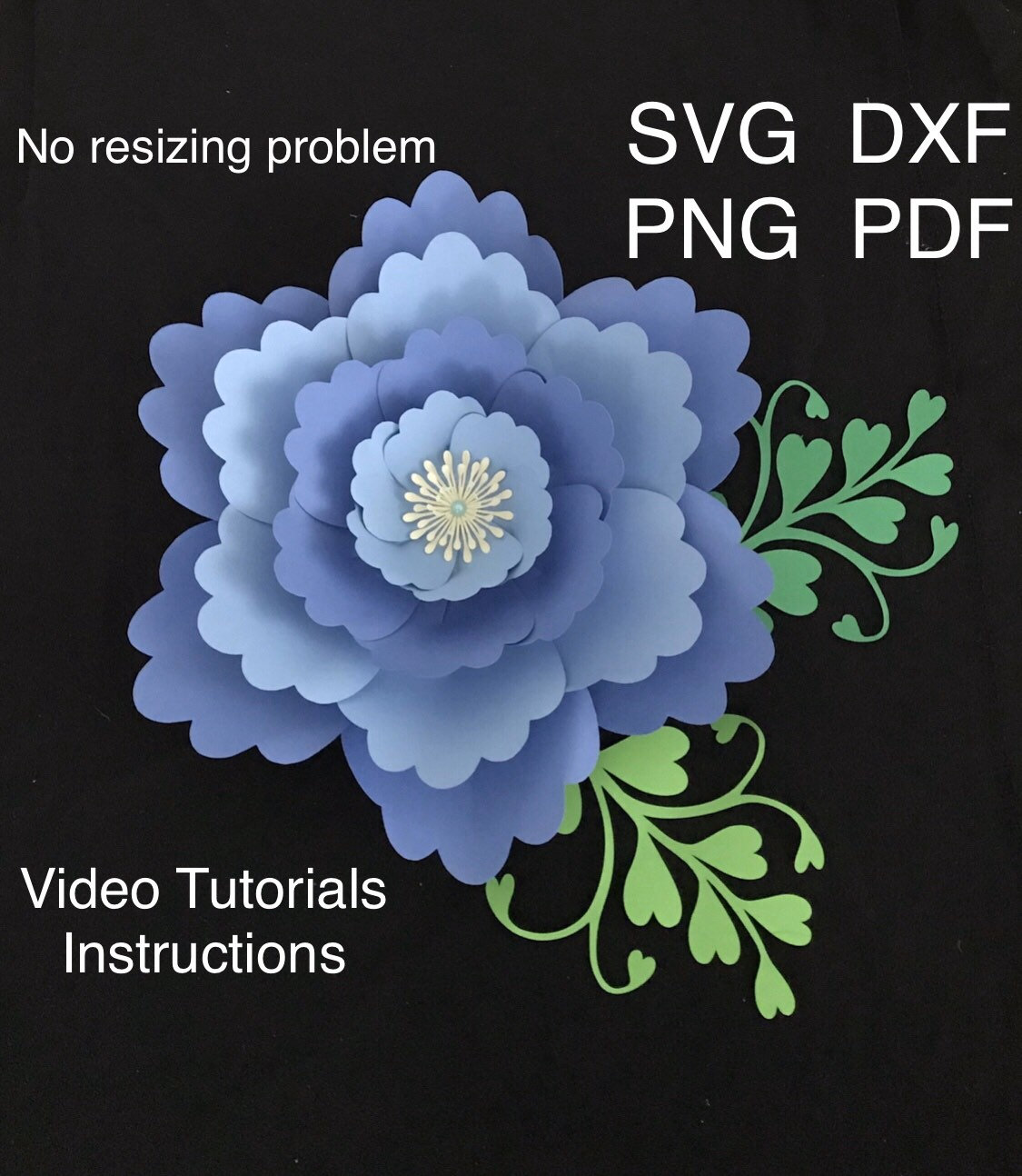 SVG DXF PNG PDf Paper Flower Template Large Paper Flowers Svg | Etsy