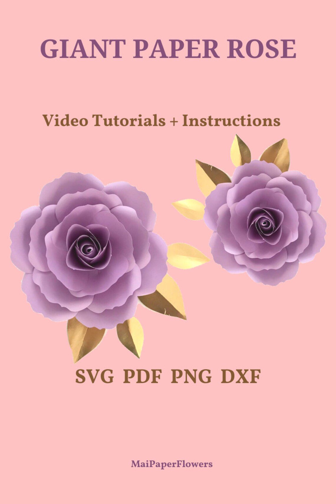 Large Paper Rose Template SVG PDF DXF Png Giant Paper Rose Svg - Etsy