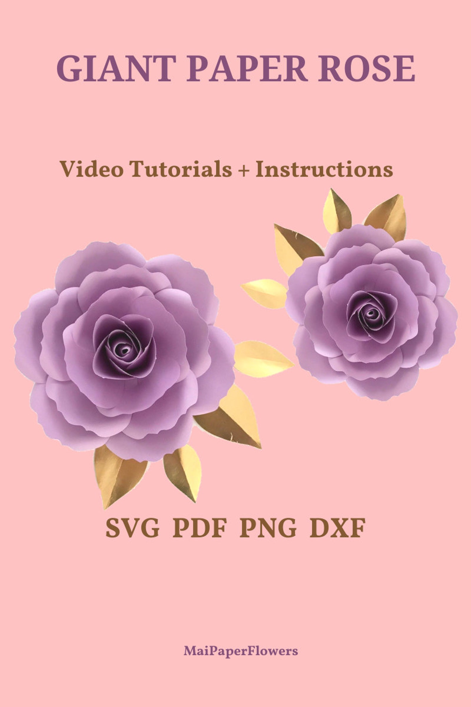 Large Paper Rose Template SVG PDF DXF Png Giant Paper Rose Svg - Etsy