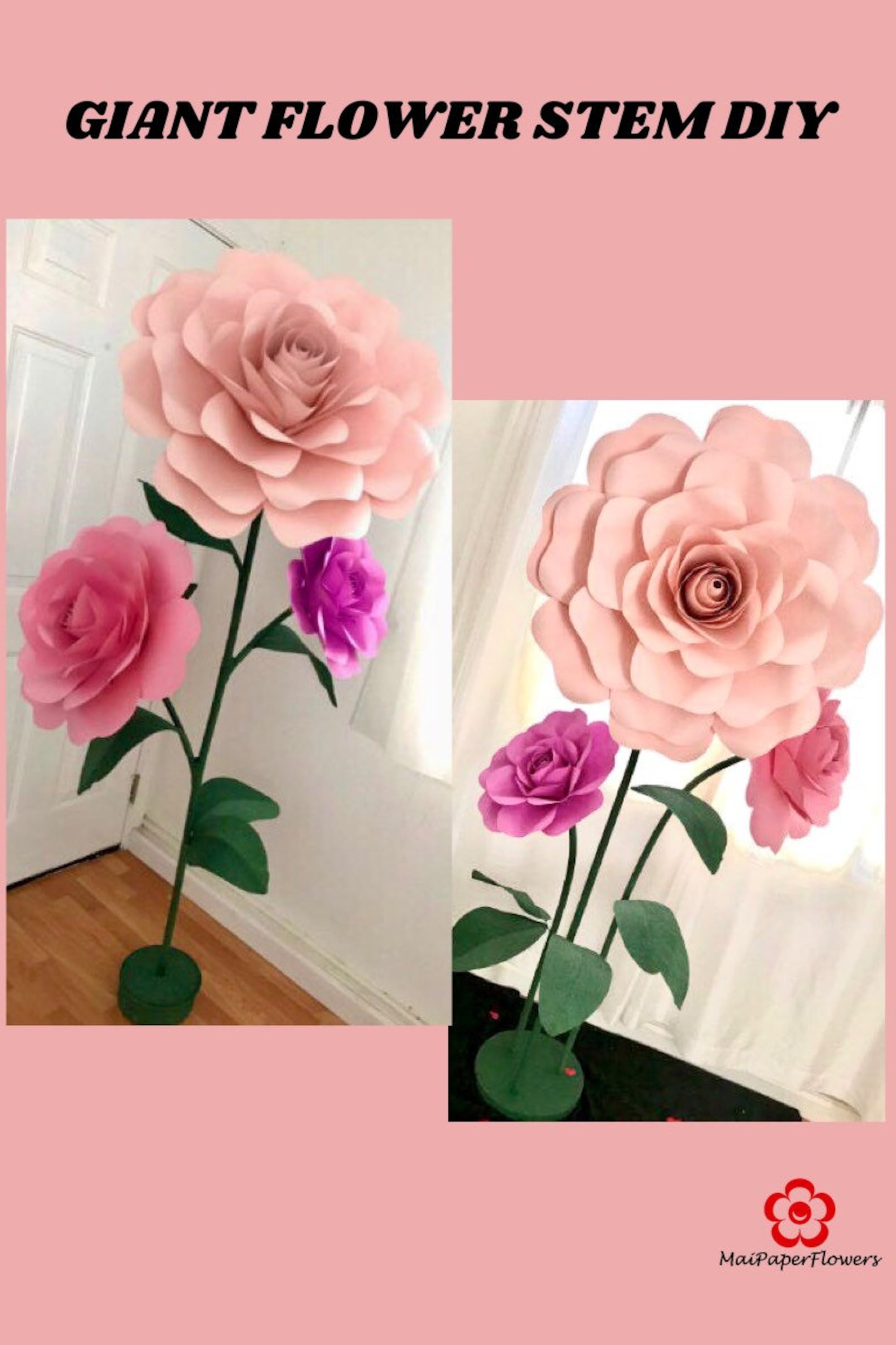 Large Free Standing Flower Stems Tutorial, Giant Flower Stand Tutorials ...