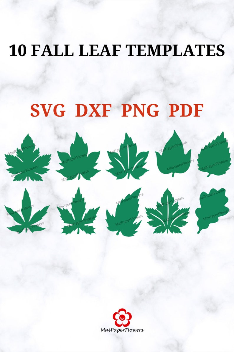 Paper Flower Leaves Fall SVG PDF DXF Png Paper Flower Leaf | Etsy
