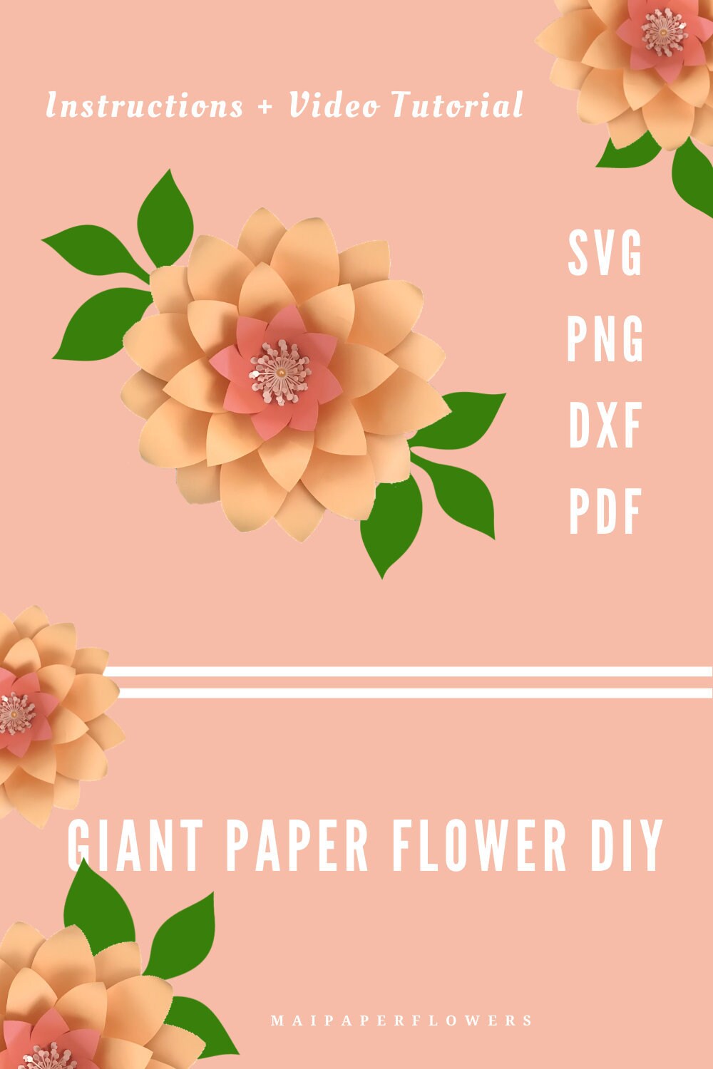 Giant Paper Flower Template SVG Printable PDF DXF Png for 3D - Etsy Canada