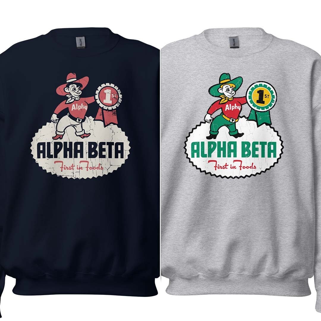 Alpha Beta Grocery Store Unisex Retro Crewneck Sweatshirt - Bygone ...