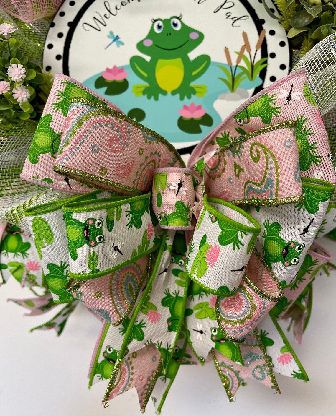 Frog Wreathfrog Deco Mesh Wreathfrog Wreath With - Etsy