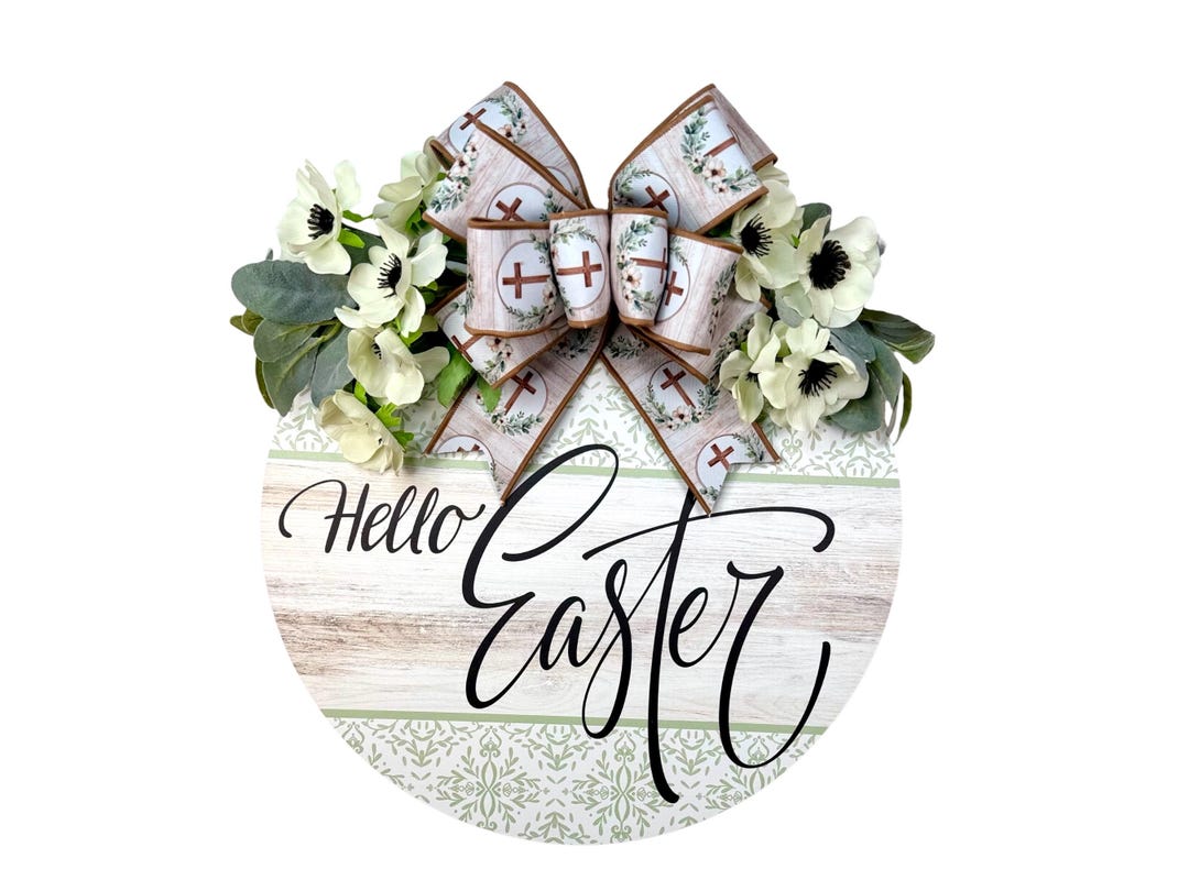 Hello Easter Door Hanger,religious Easter Decor,easter Wreath,farmhouse ...