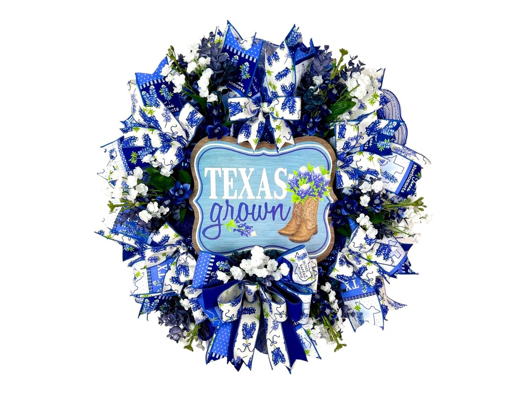 Texas Wreath,texas Grown Wreath,texas Bluebonnets Wreath,cowboy Wreath ...