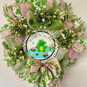 Frog Wreath,frog Deco Mesh Wreath,frog Wreath With Flowers,frog,mother ...