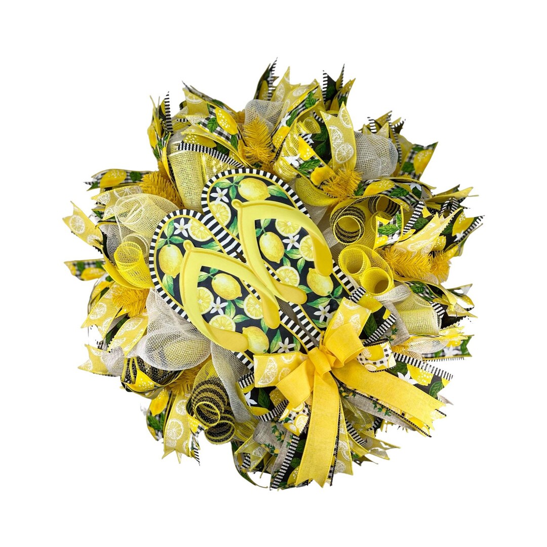 Lemon Flip Flop Wreath,lemon Wreath,summer Wreath,flip Flop Wreath ...