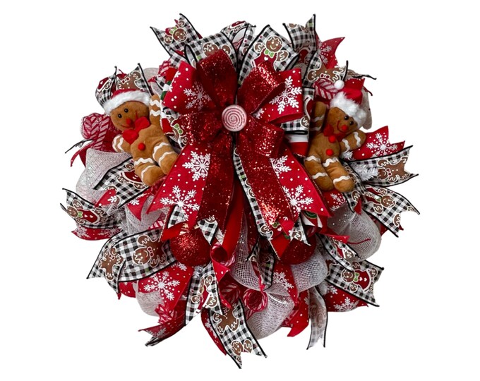 Gingerbread Deco Mesh Wreath,gingerbread Decor,christmas Wreath ...