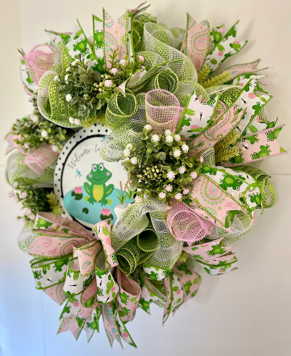 Frog Wreathfrog Deco Mesh Wreathfrog Wreath With - Etsy