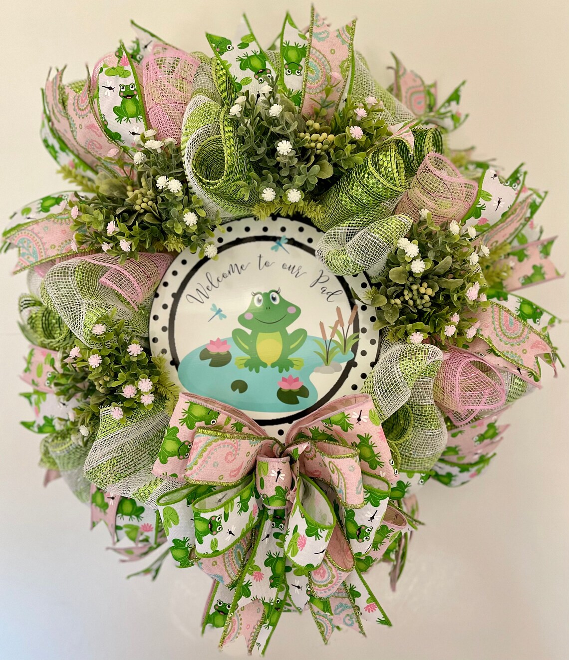 Frog Wreathfrog Deco Mesh Wreathfrog Wreath With - Etsy